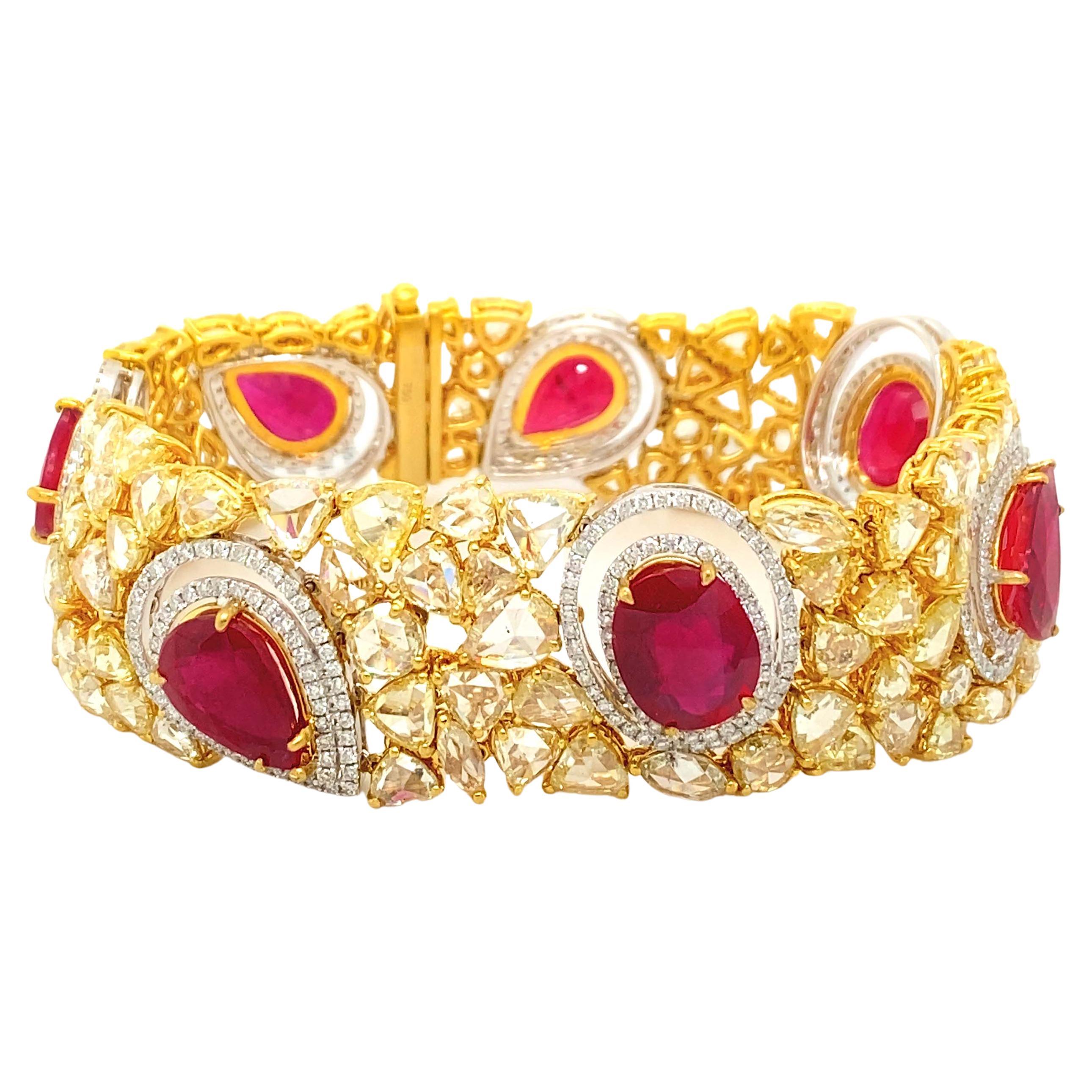 Diamond and Ruby Snake Bracelet For Sale at 1stDibs