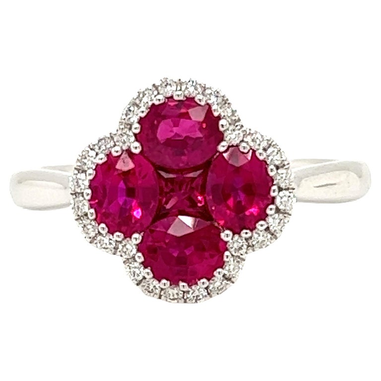 Ruby and Diamond Clover Ring at 1stDibs