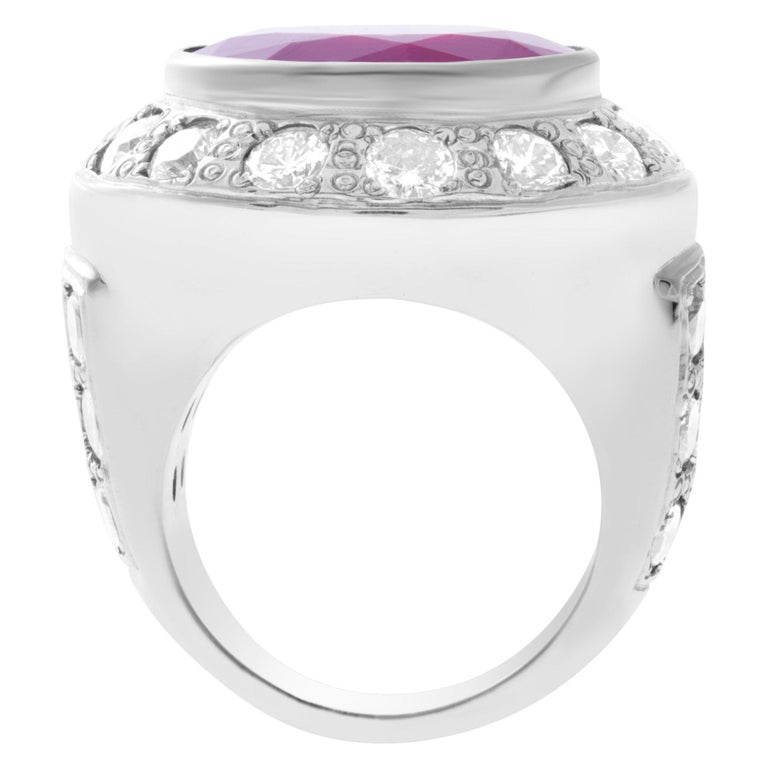 Ruby and Diamond Composite Filled Ring in 18k White Gold Surrounded For ...