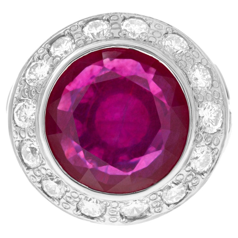 Ruby and Diamond Composite Filled Ring in 18k White Gold Surrounded For ...