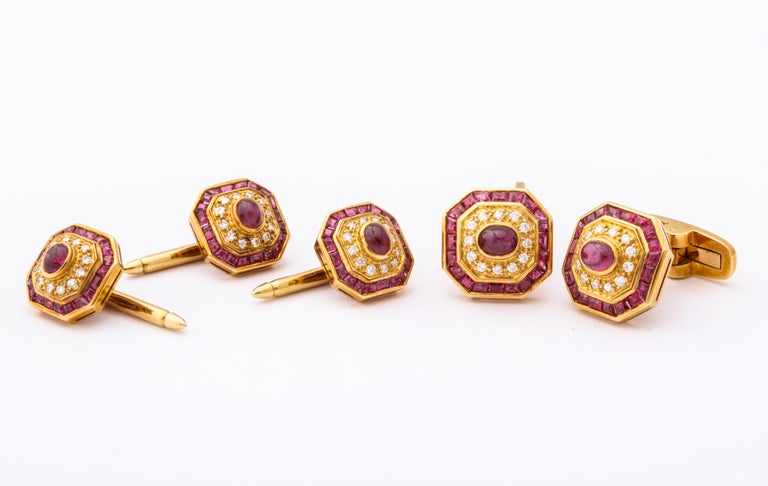 Ruby and Diamond Cuff-Links at 1stDibs