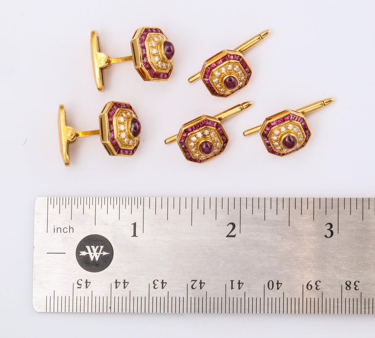 Ruby and Diamond Cuff-Links at 1stDibs