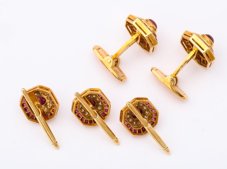Ruby and Diamond Cuff-Links at 1stDibs