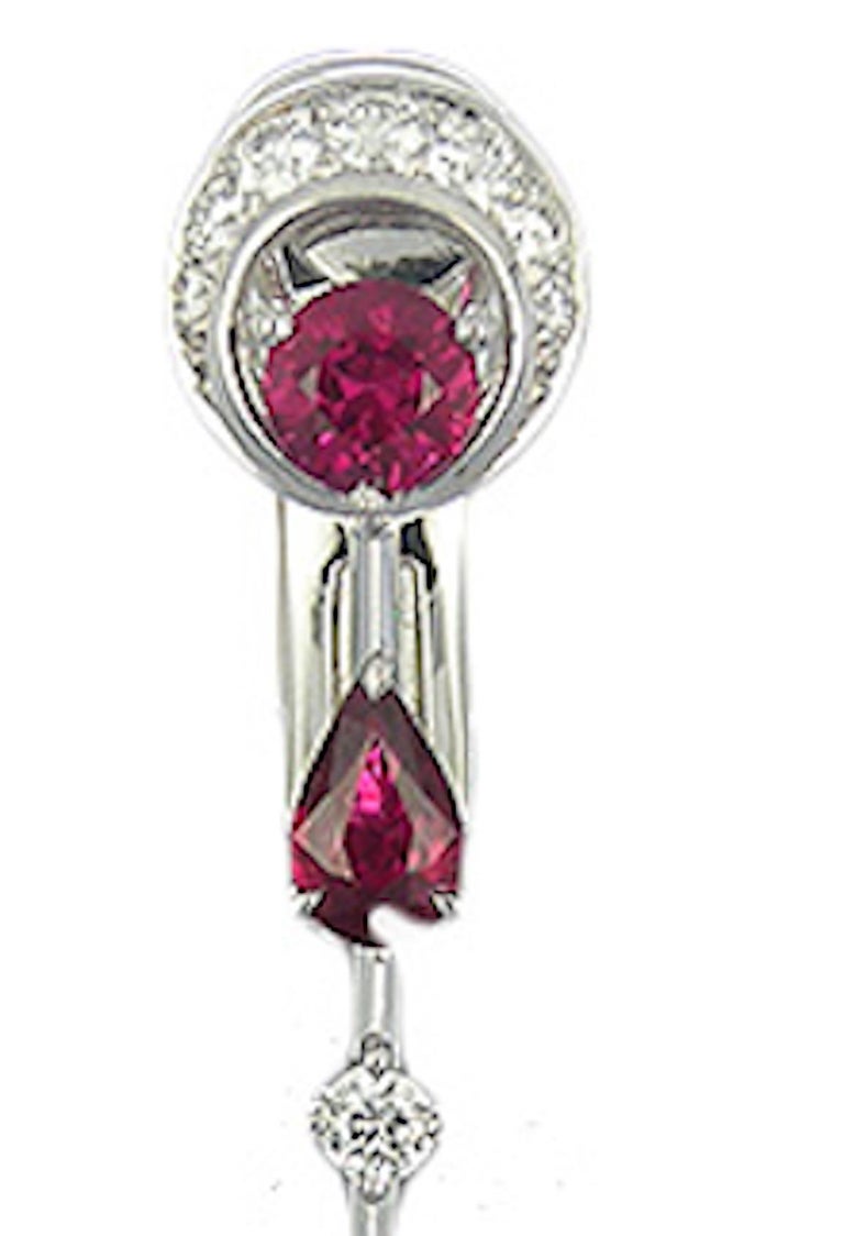 Ruby and Diamond Dangle Earrings For Sale at 1stDibs