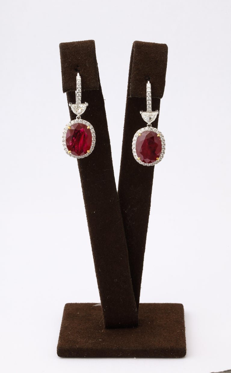 Ruby and Diamond Drop Dangle Earrings For Sale at 1stDibs