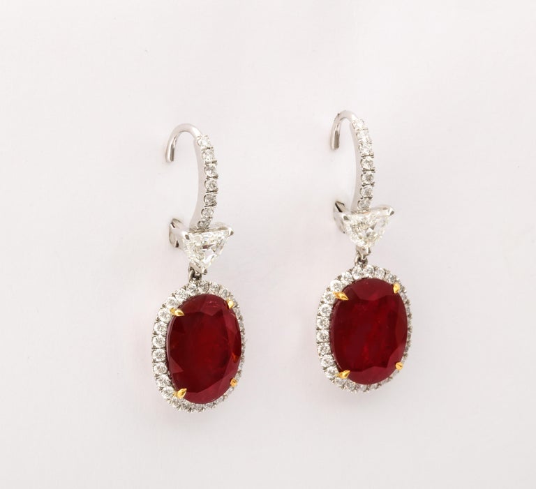 Ruby and Diamond Drop Dangle Earrings For Sale at 1stDibs