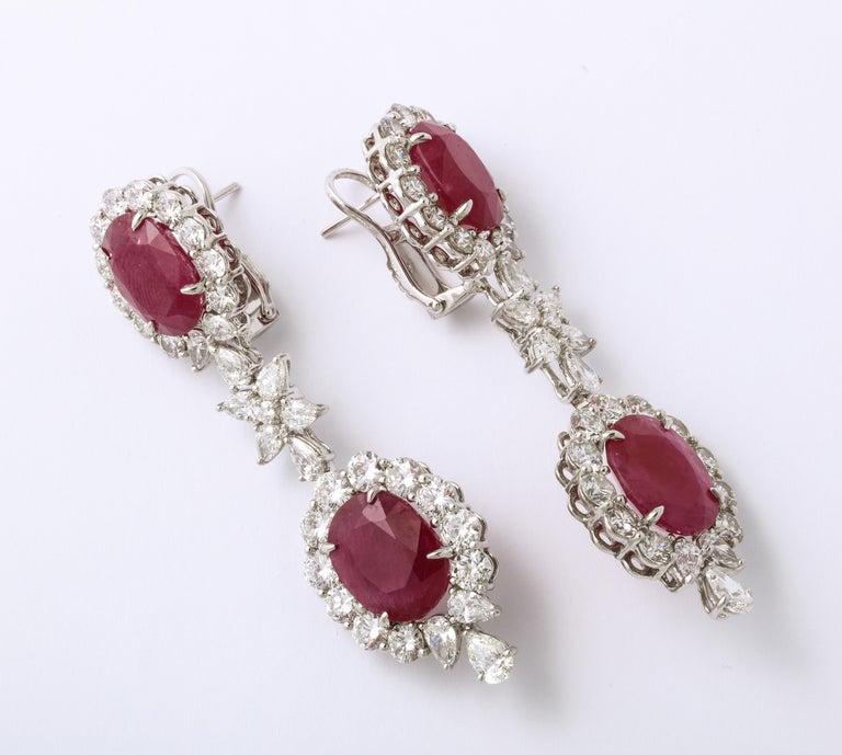 Ruby and Diamond Drop Earring For Sale at 1stDibs