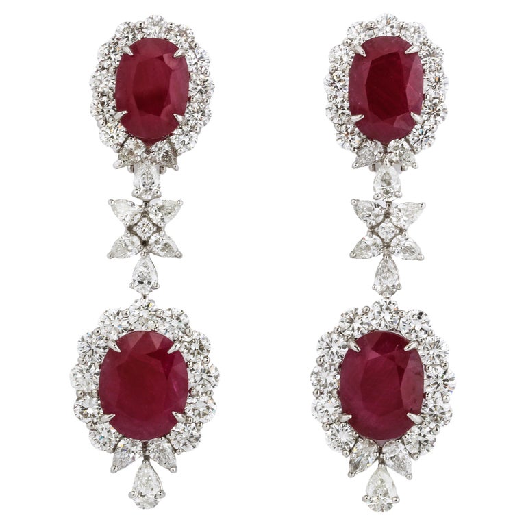 Ruby and Diamond Drop Earring For Sale at 1stDibs