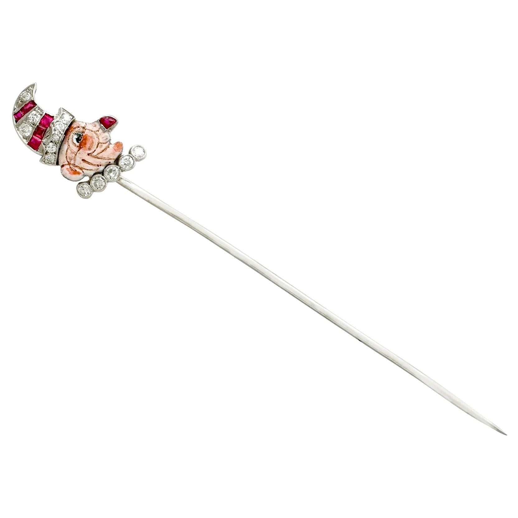 Diamond, Ruby, Tsavorite And Enamel Flower Pin In Multi Tone Gold For ...