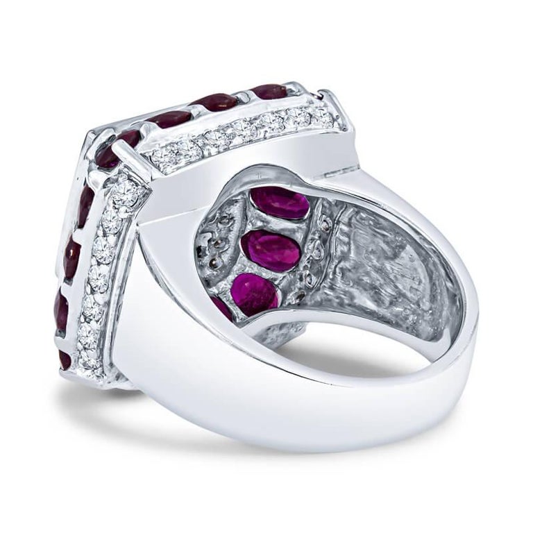 Ruby and Diamond Estate Ring in 18KT White Gold For Sale at 1stDibs