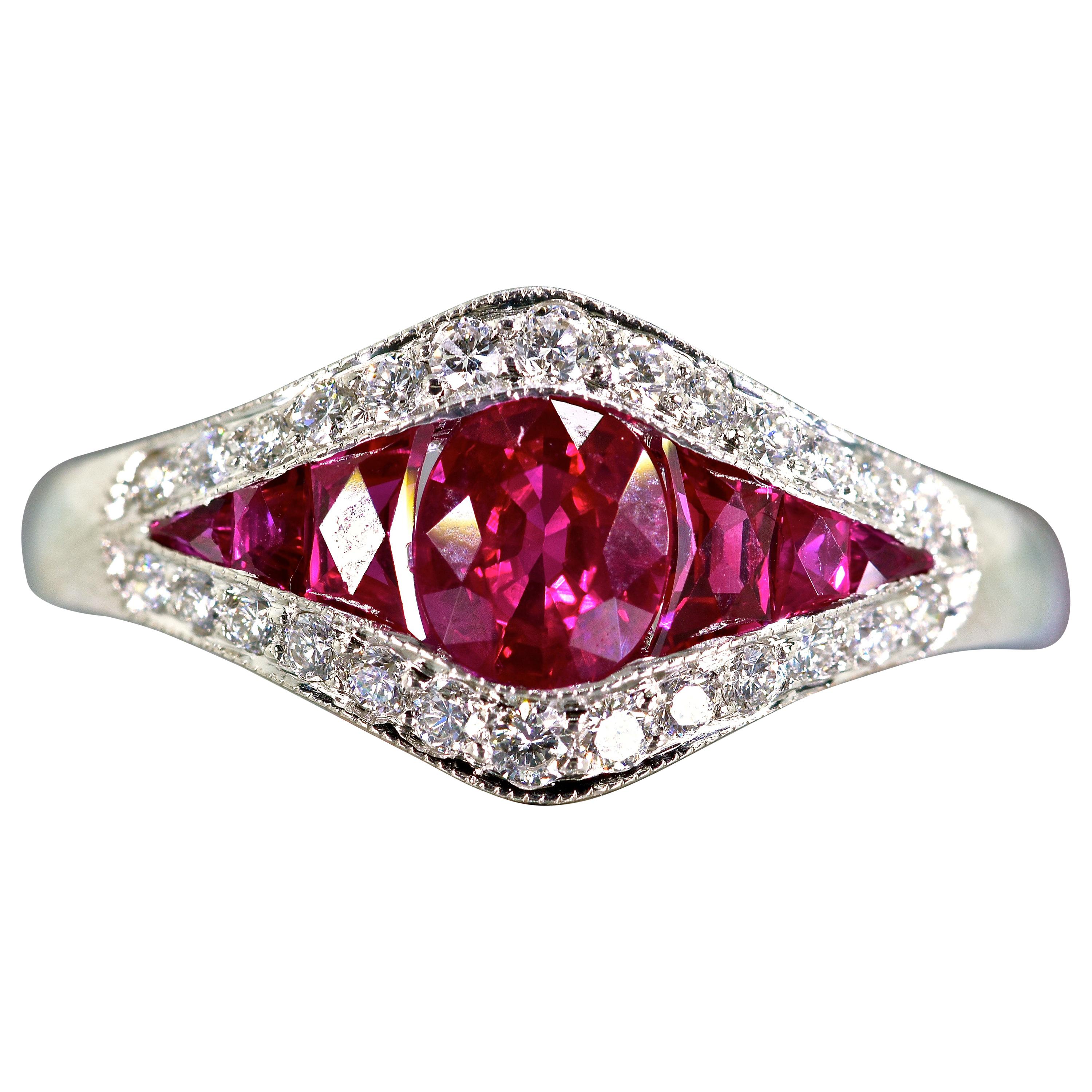 Ruby Platinum Ring For Sale at 1stDibs