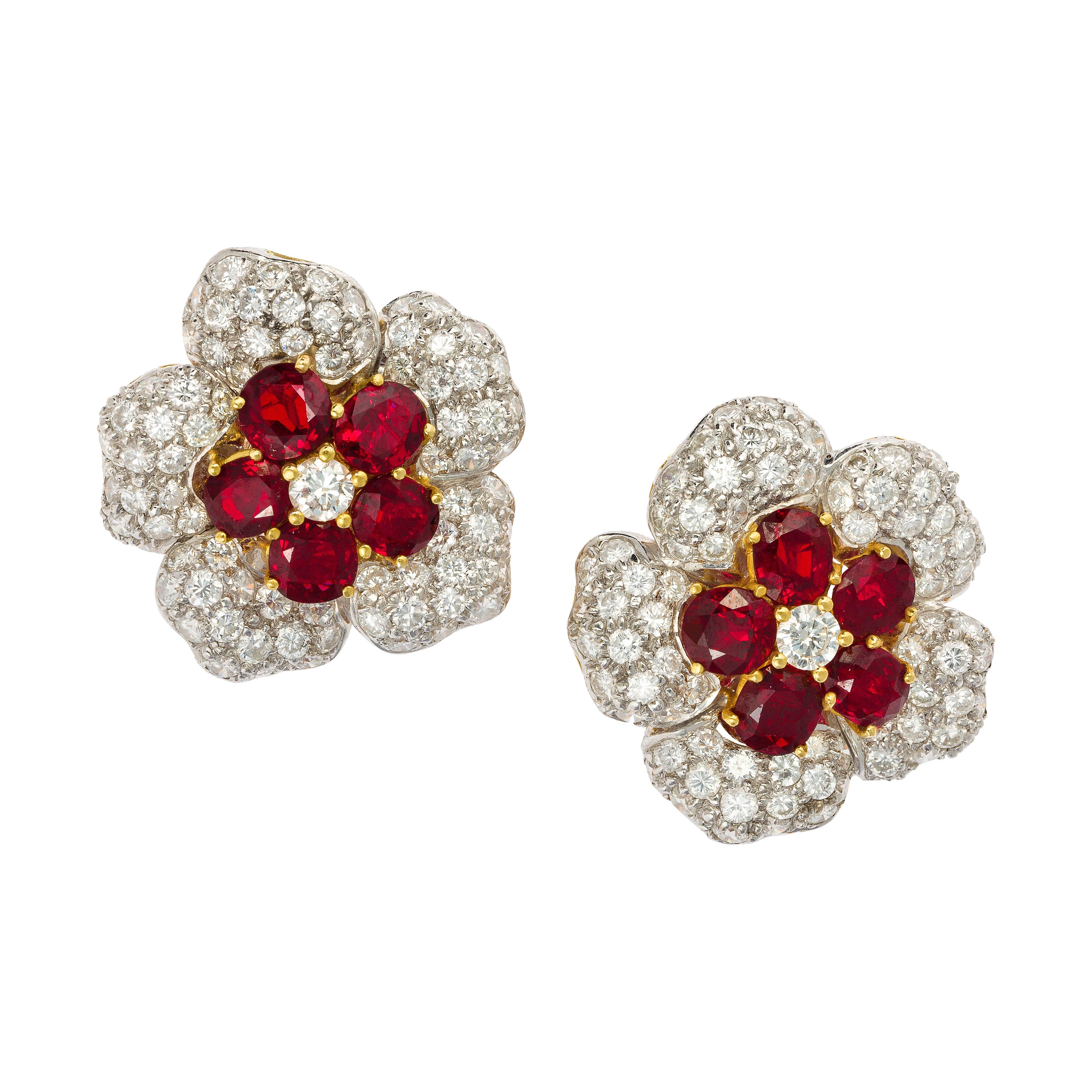 Starfish Ruby and Diamond Gold Earrings at 1stDibs