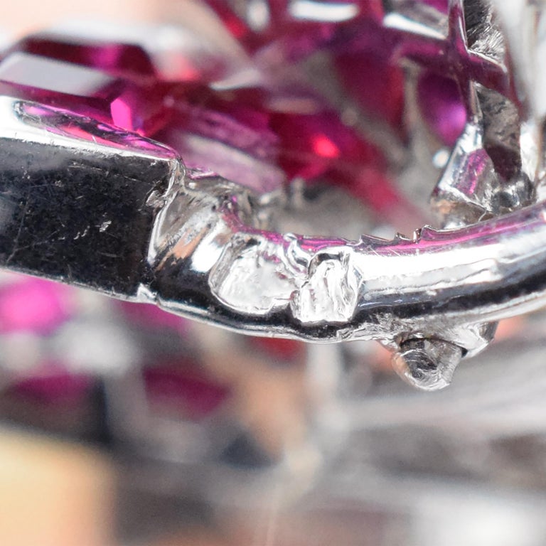 Ruby and Diamond Flower Brooch Mystery-Invisibly Set Rubies For Sale at ...
