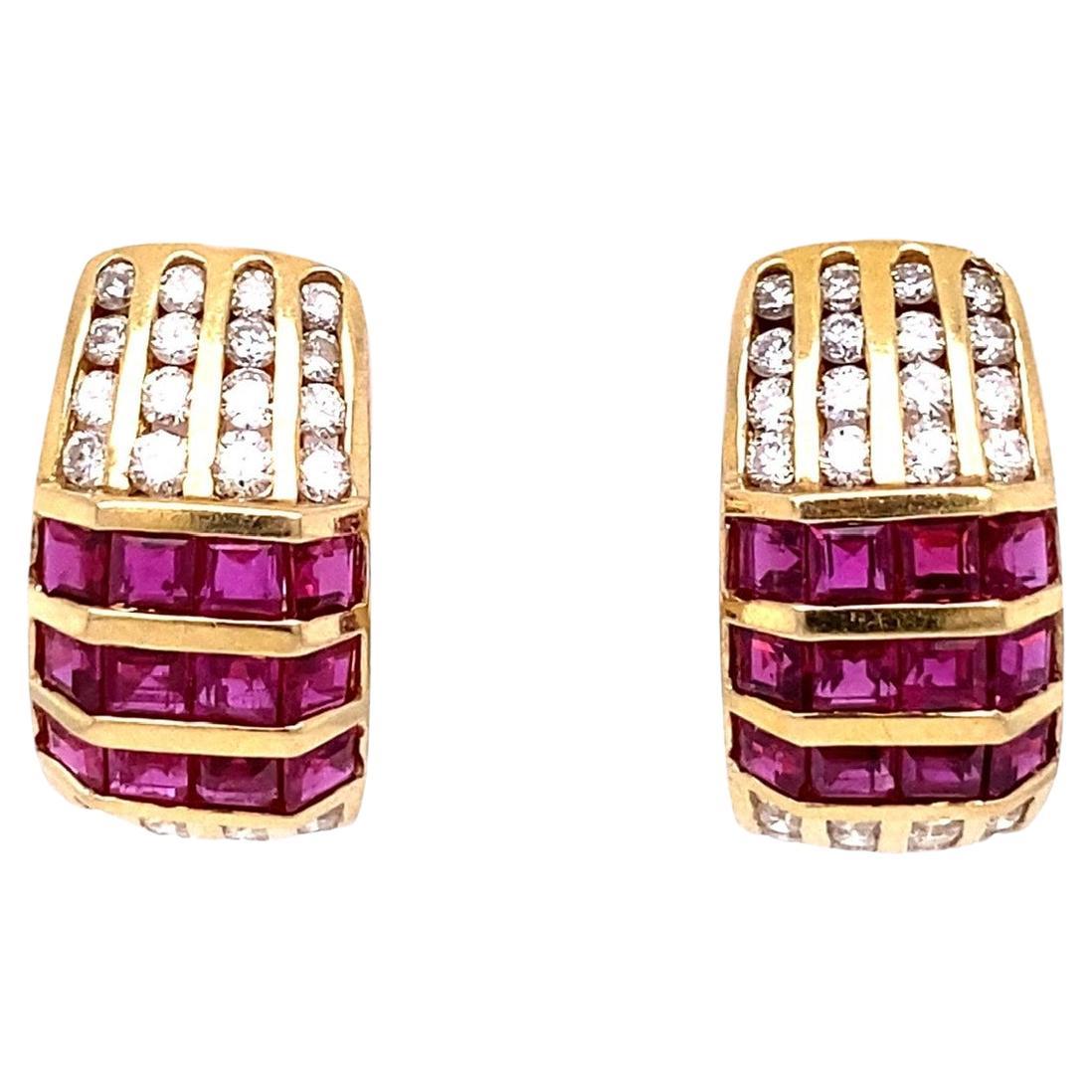 Fine Oval Ruby and Diamond Earrings For Sale at 1stDibs