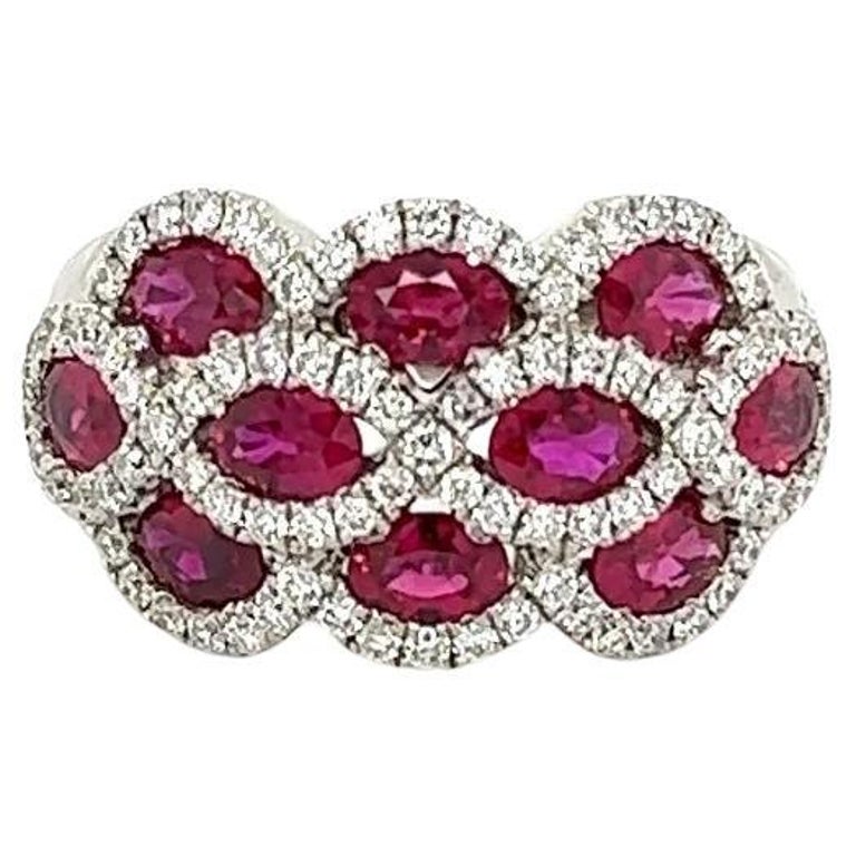 Ruby and Diamond Gold Band Vintage Cocktail Ring Estate Fine Jewelry ...