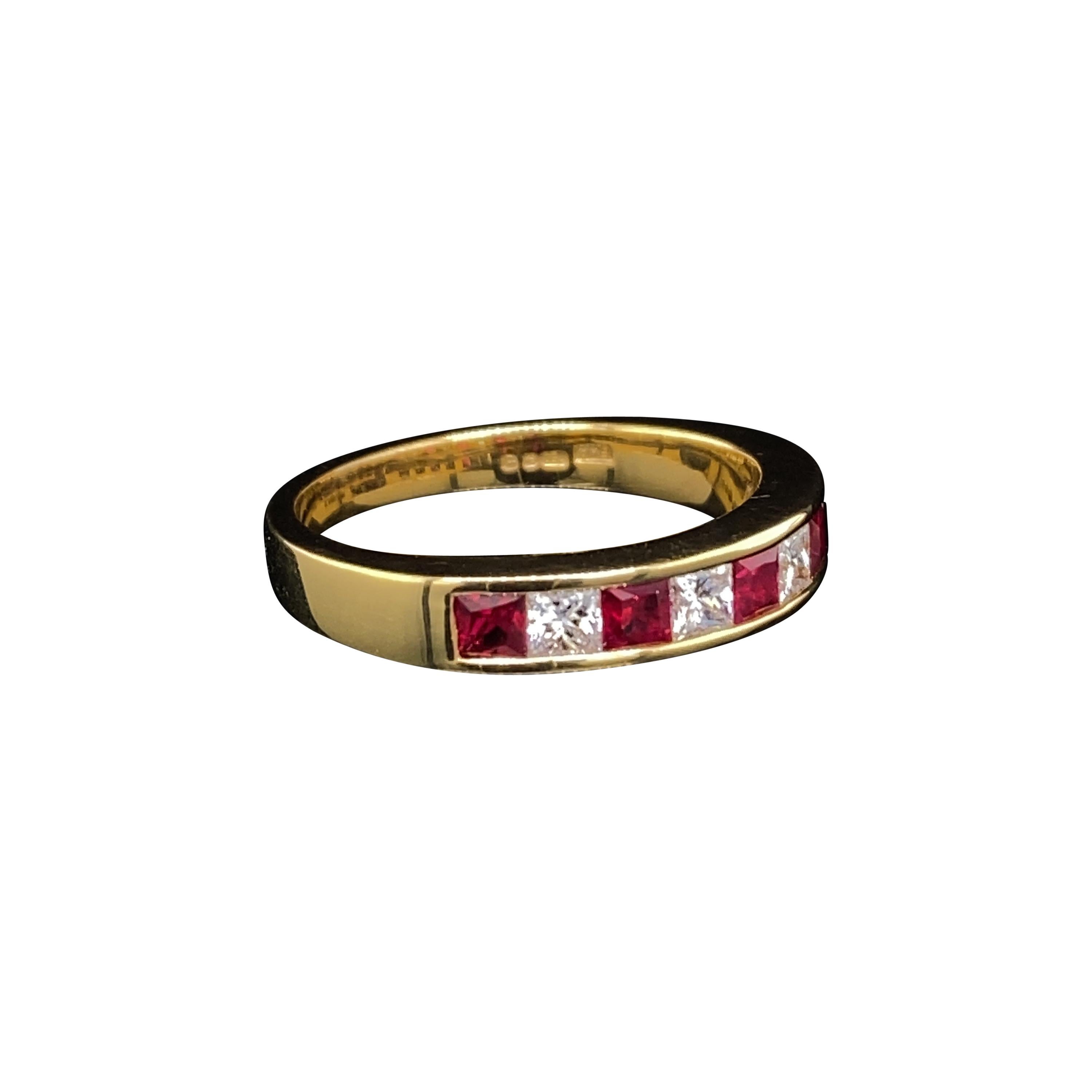 18 Karat Yellow Gold Eternity Ring Ruby For Sale at 1stDibs