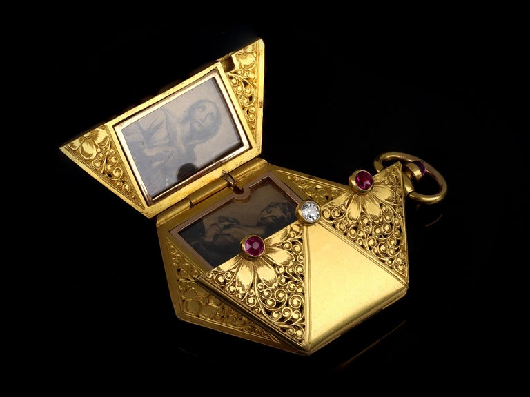 Ruby and Diamond Locket, circa 1890 For Sale at 1stDibs