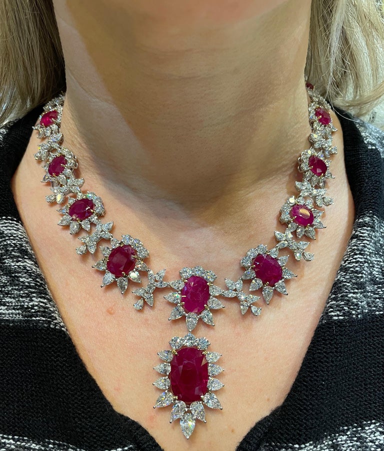 Ruby and Diamond Necklace For Sale at 1stDibs