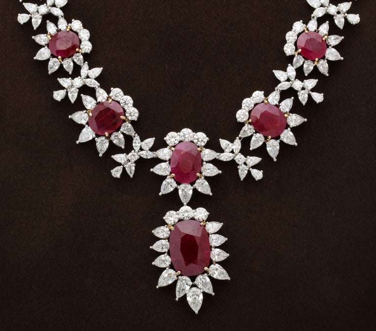 Ruby and Diamond Necklace For Sale at 1stDibs