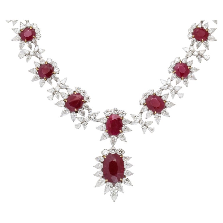 Ruby and Diamond Necklace For Sale at 1stDibs