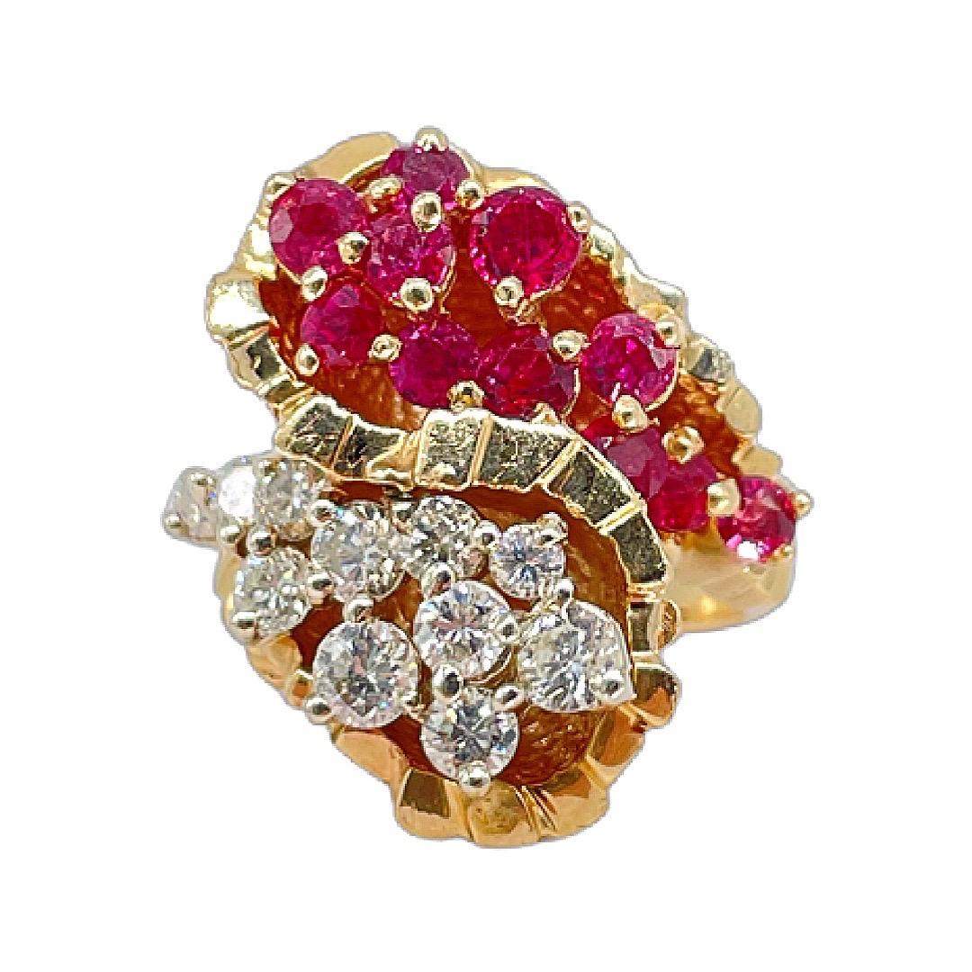 Golconda Carved Teak Ruby Diamond Salamander Ring at 1stDibs