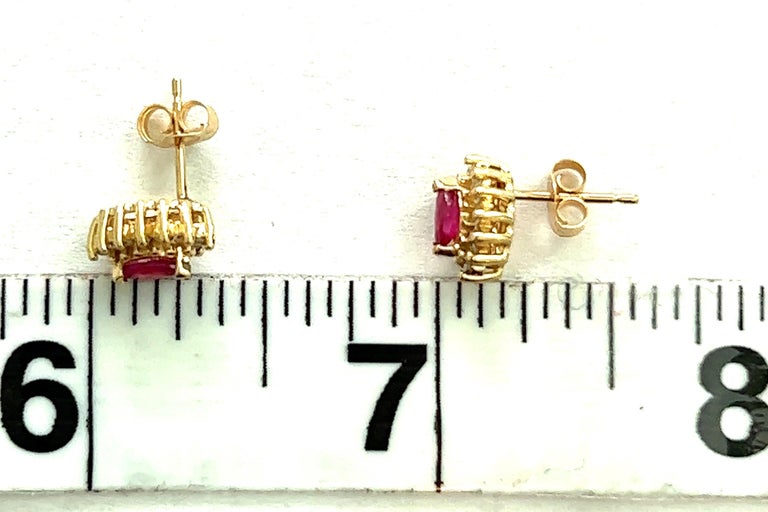 Ruby and Diamond Post Earrings For Sale at 1stDibs