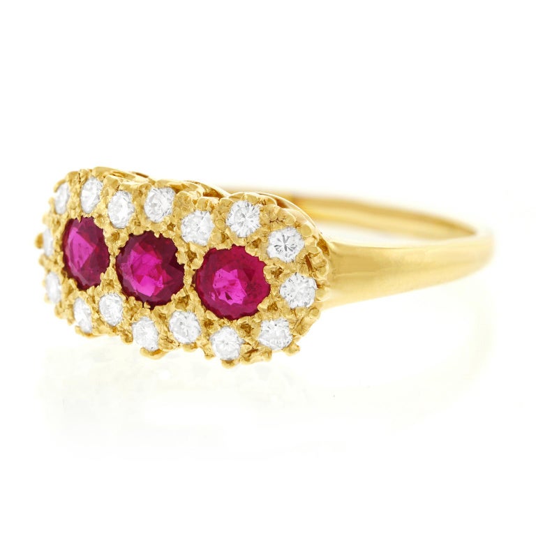 Ruby and Diamond Set Gold Ring For Sale at 1stDibs | ruby and diamond ...