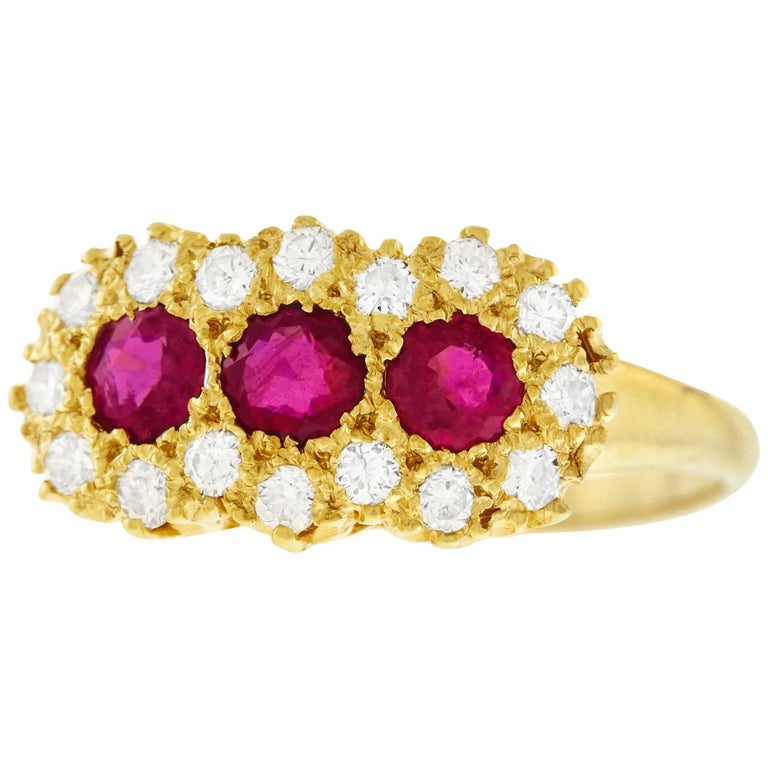 Ruby and Diamond Set Gold Ring For Sale at 1stDibs | ruby and diamond ...