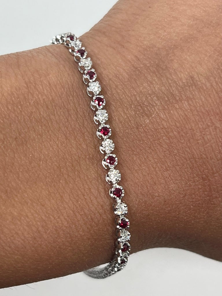 Ruby and Diamond Tennis Bracelet For Sale at 1stDibs