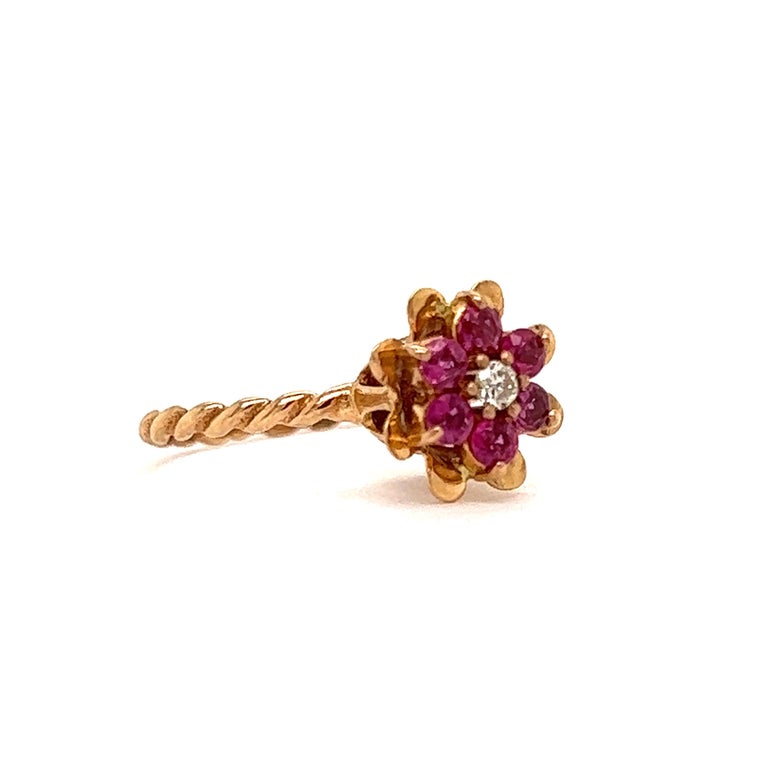 Ruby and Diamond Tulip Ring For Sale at 1stDibs