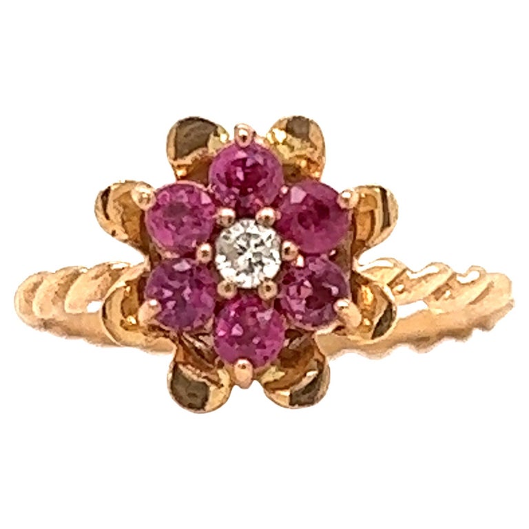 Ruby and Diamond Tulip Ring For Sale at 1stDibs