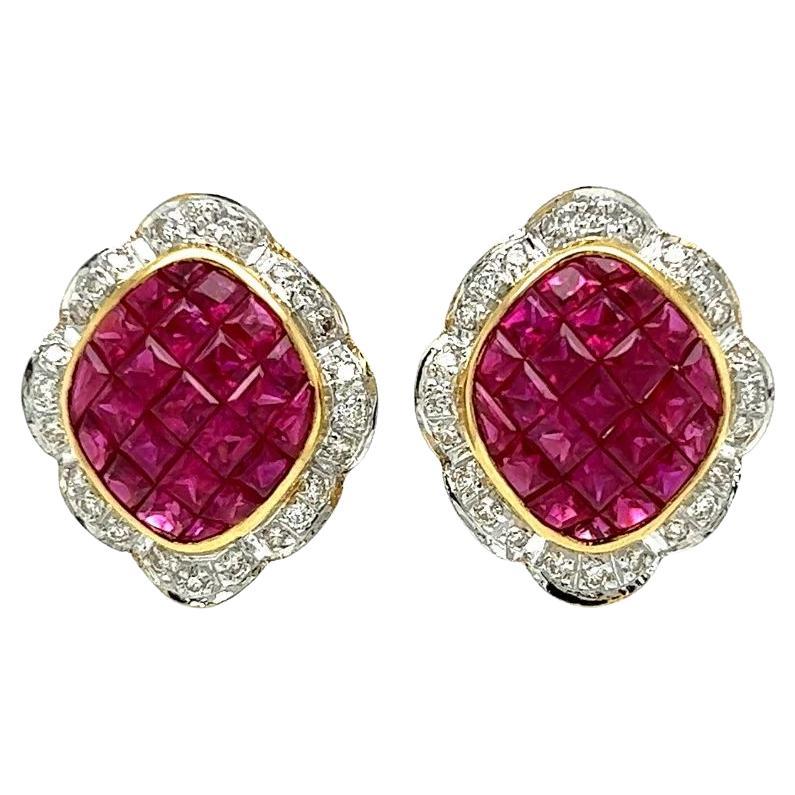 Vintage Ruby and Diamond Gold Necklace Estate Fine Jewelry For Sale at ...