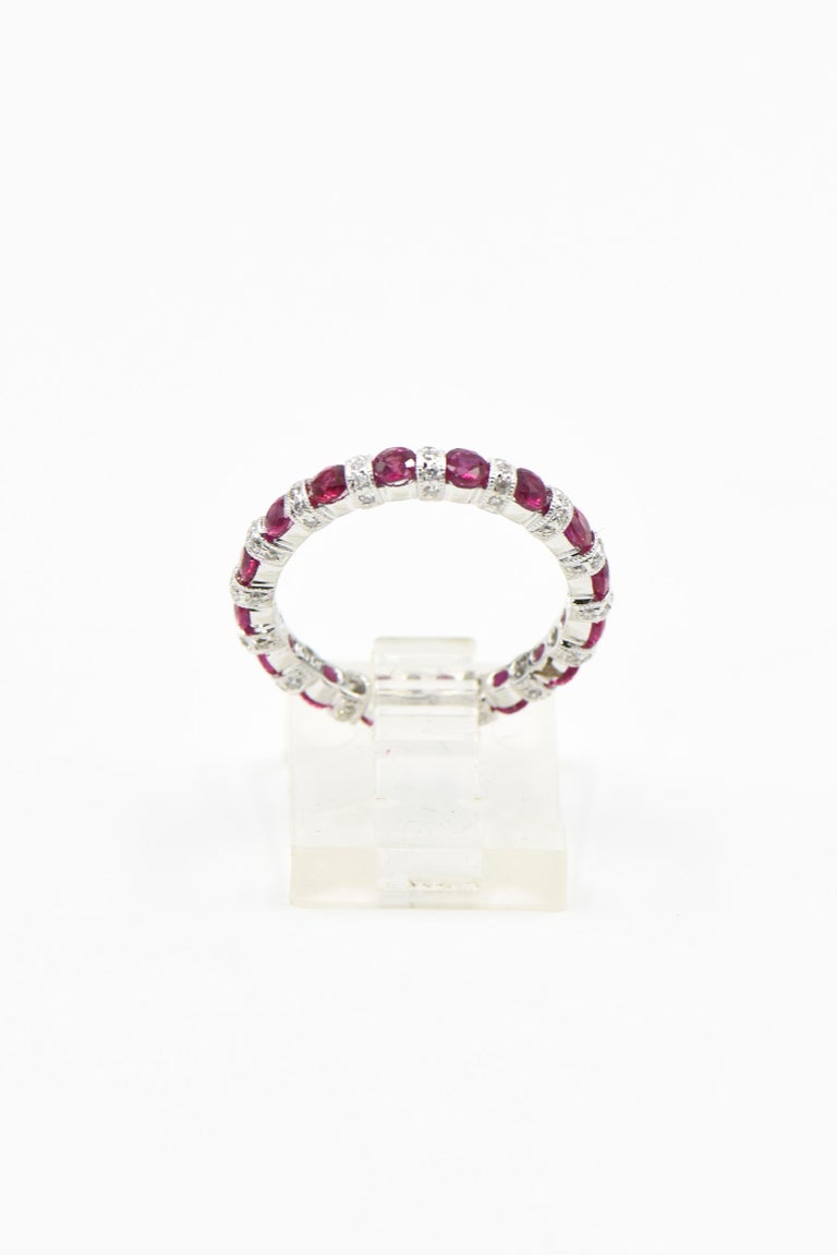 Ruby and Diamond White Gold Eternity Band Ring at 1stDibs
