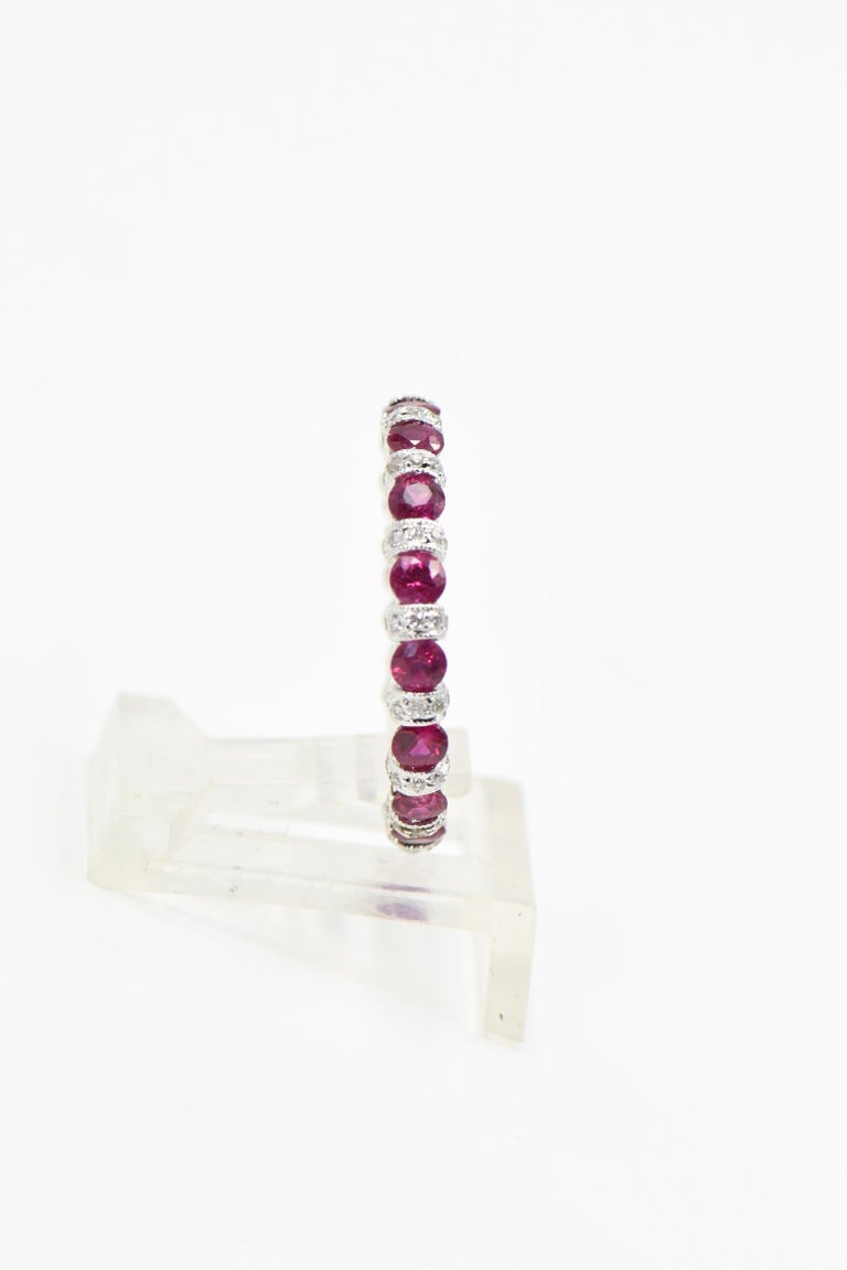Ruby and Diamond White Gold Eternity Band Ring at 1stDibs