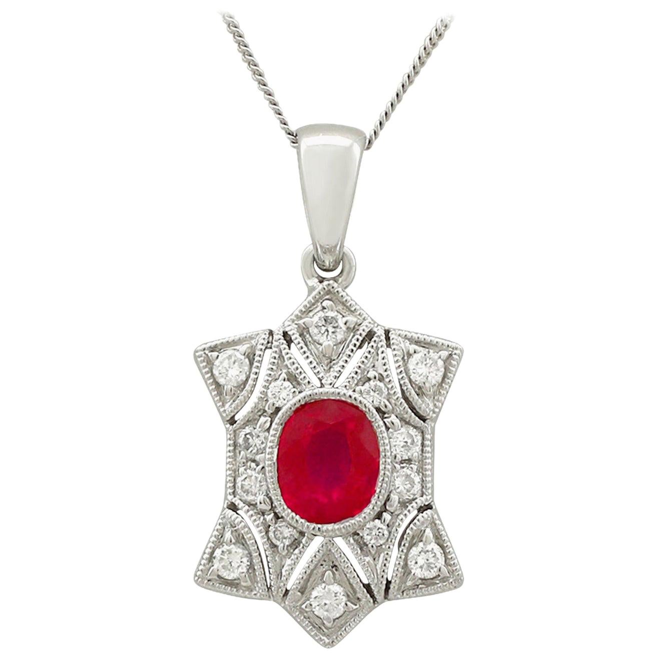 Ruby Diamond White Gold Pendant at 1stDibs