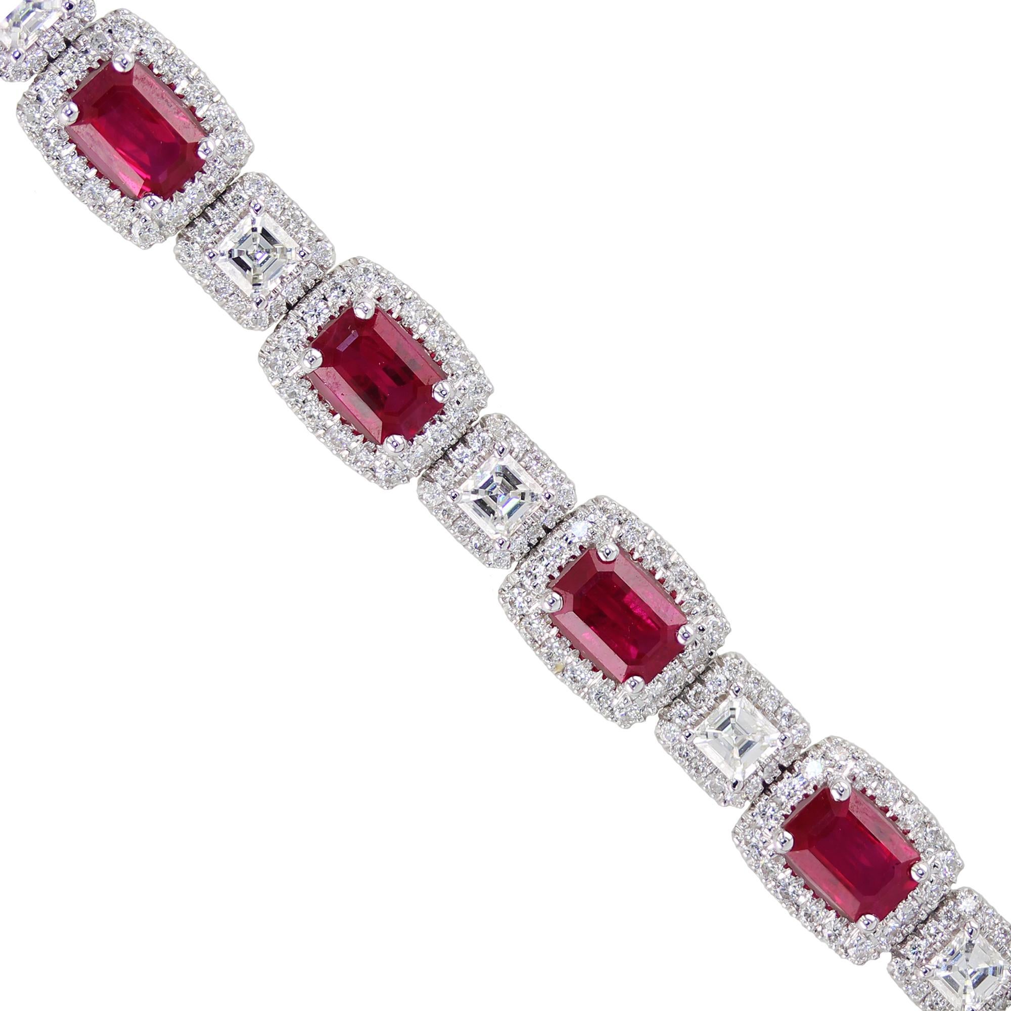 Ruby and Diamonds Bracelet set in White Gold For Sale at 1stDibs