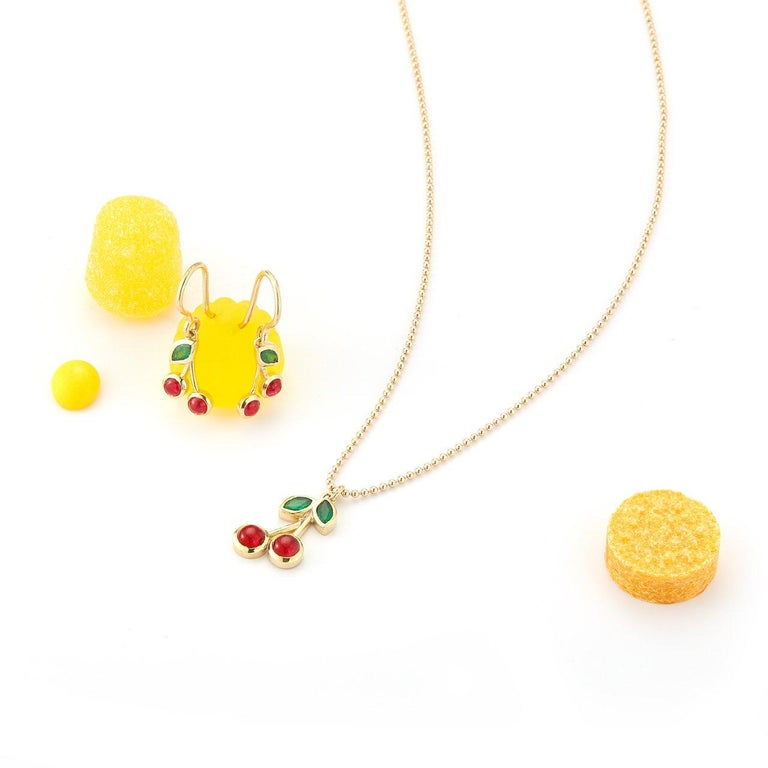 Ruby and Emerald Cherry Pendant Necklace For Sale at 1stDibs | ruby ...