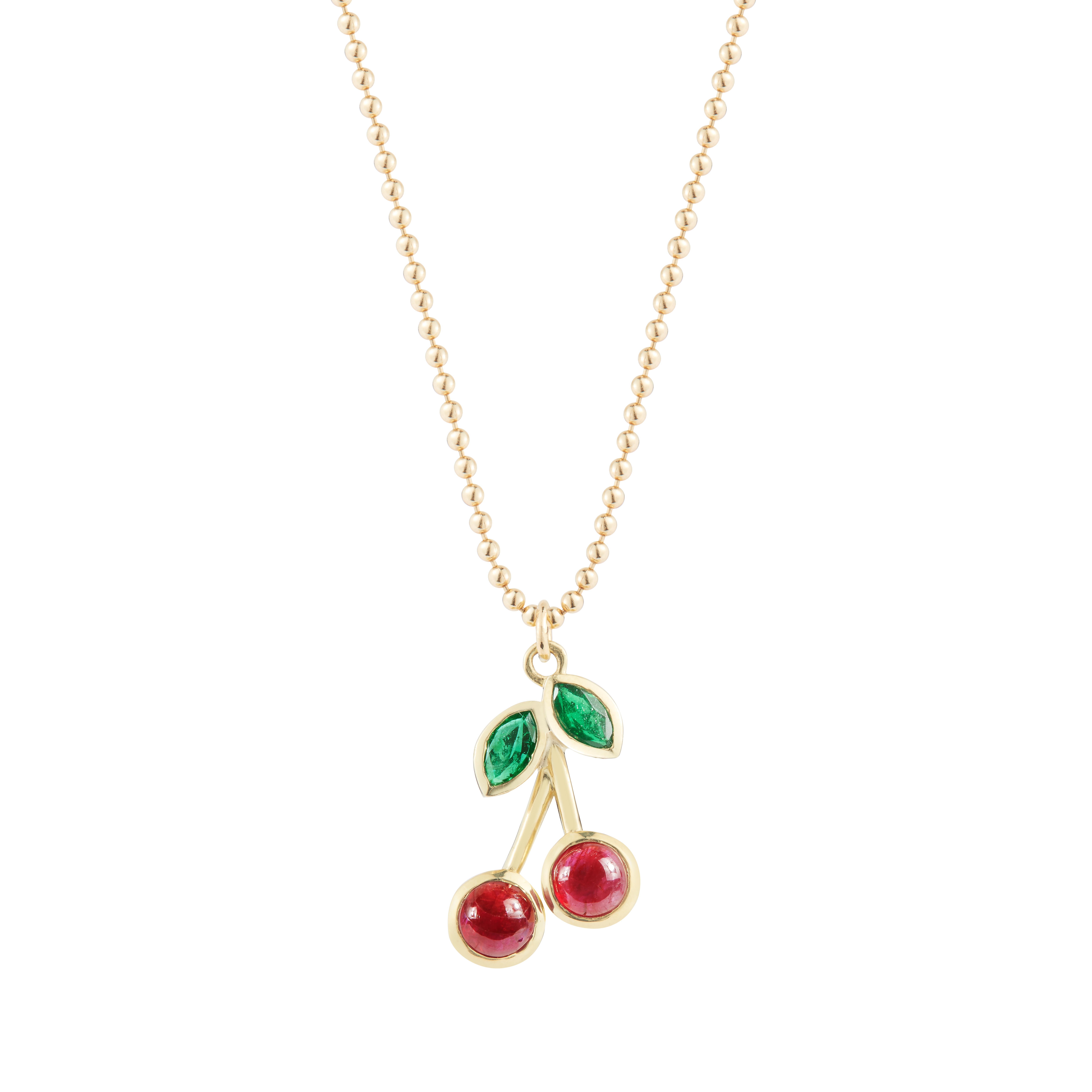 Ruby and Emerald Cherry Pendant Necklace For Sale at 1stDibs | ruby ...