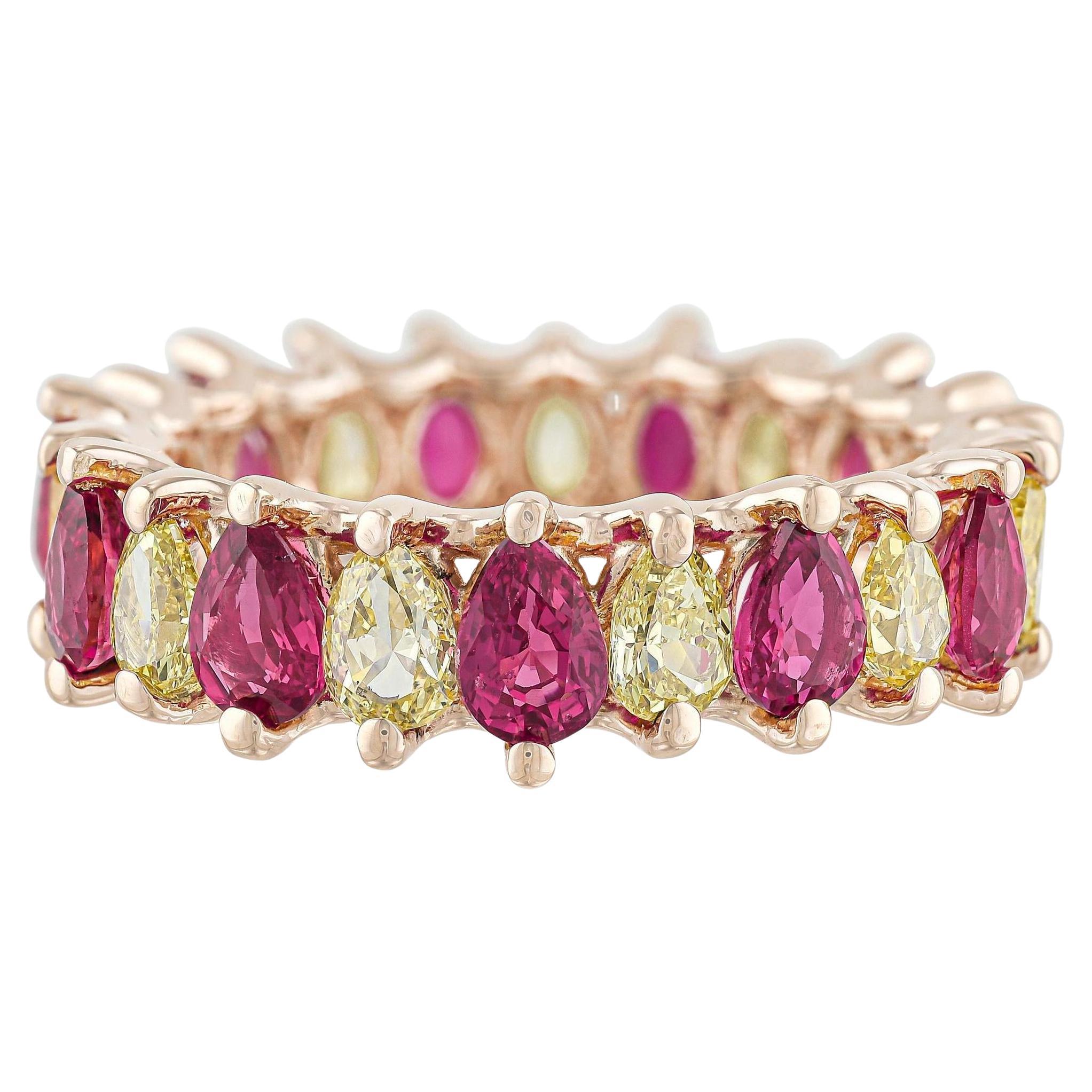 Ruby and Fancy Yellow Diamond Eternity Band Ring For Sale at 1stDibs