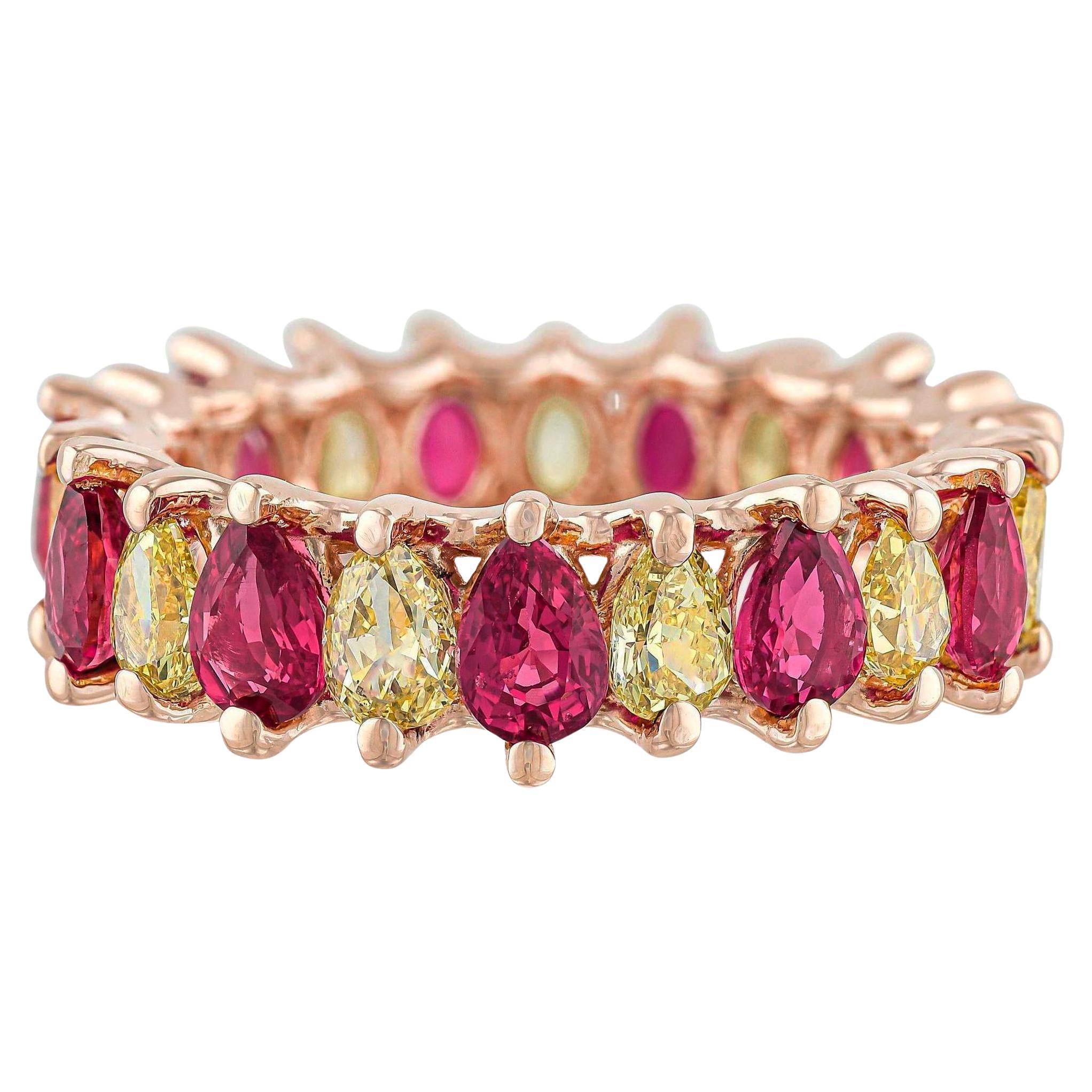 Ruby and Fancy Yellow Diamond Eternity Band Ring For Sale at 1stDibs