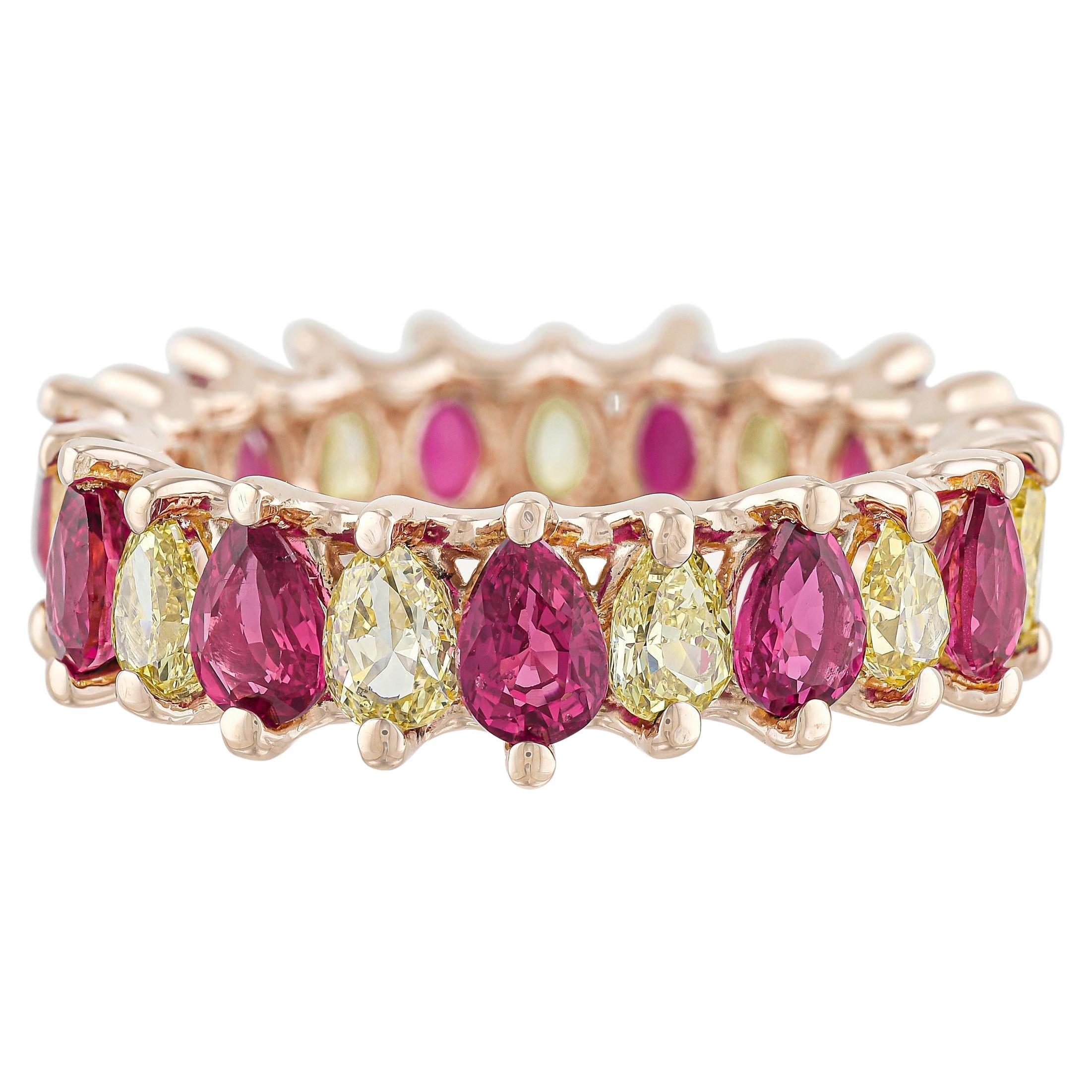 Ruby and Fancy Yellow Diamond Eternity Band Ring For Sale at 1stDibs