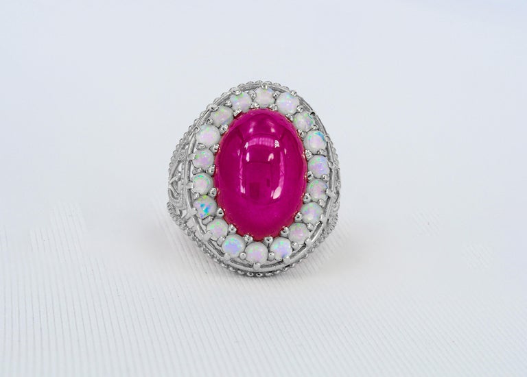 Ruby and Opals Massive Ring For Sale at 1stDibs
