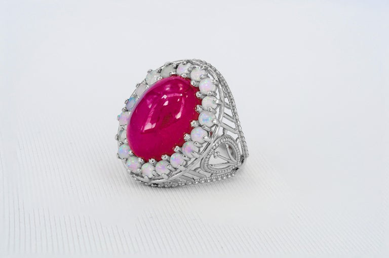 Customizable Ruby and Opals Massive Ring For Sale at 1stDibs