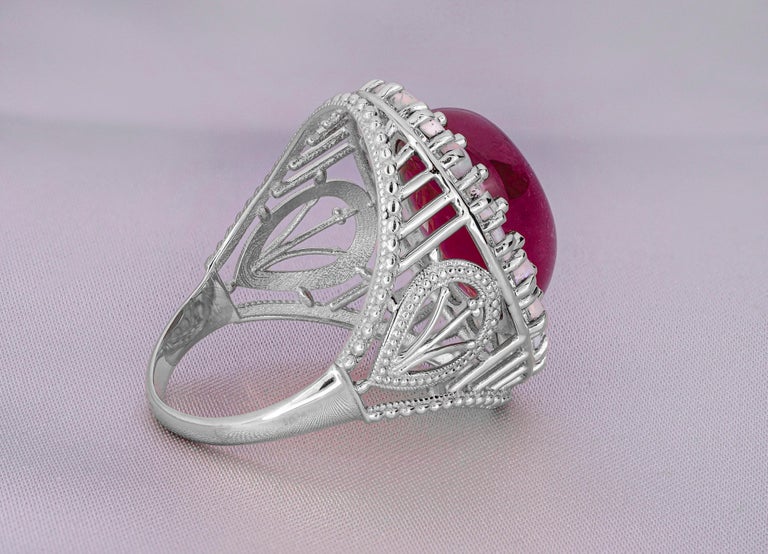 Ruby and Opals Massive Ring For Sale at 1stDibs