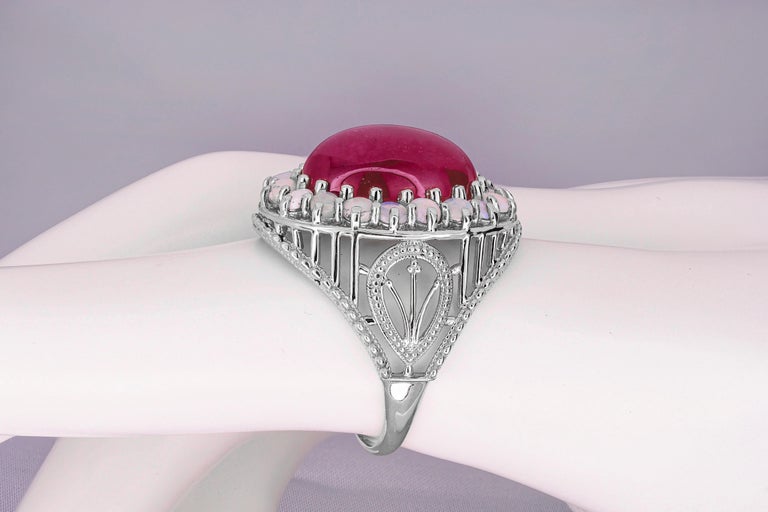 Ruby and Opals Massive Ring For Sale at 1stDibs