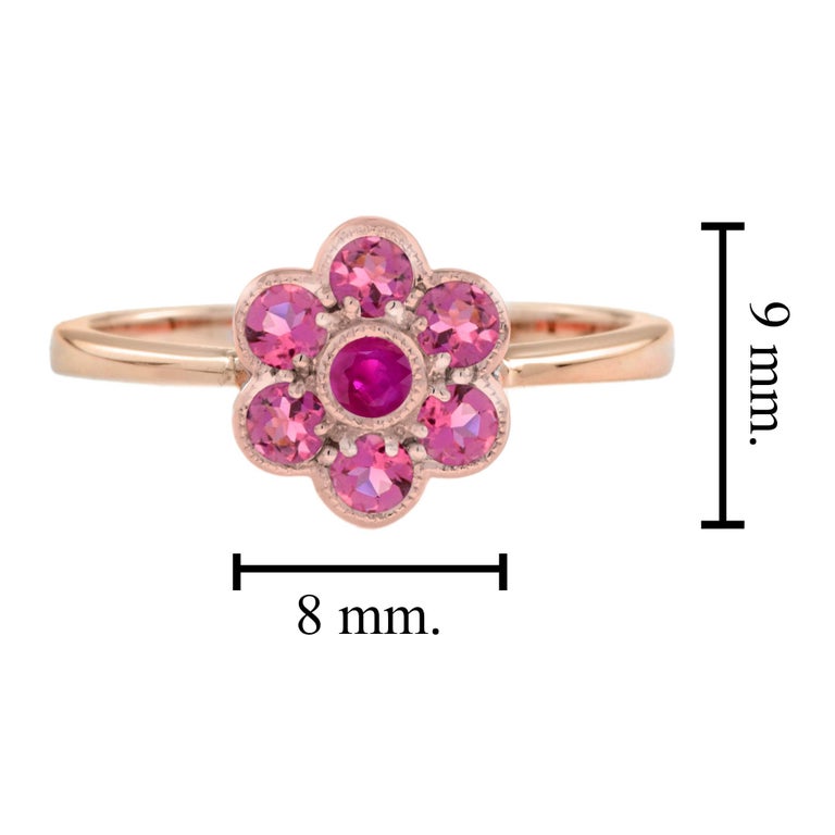 Customizable Ruby and Pink Tourmaline Floral Jewelry Set in 14K Rose ...