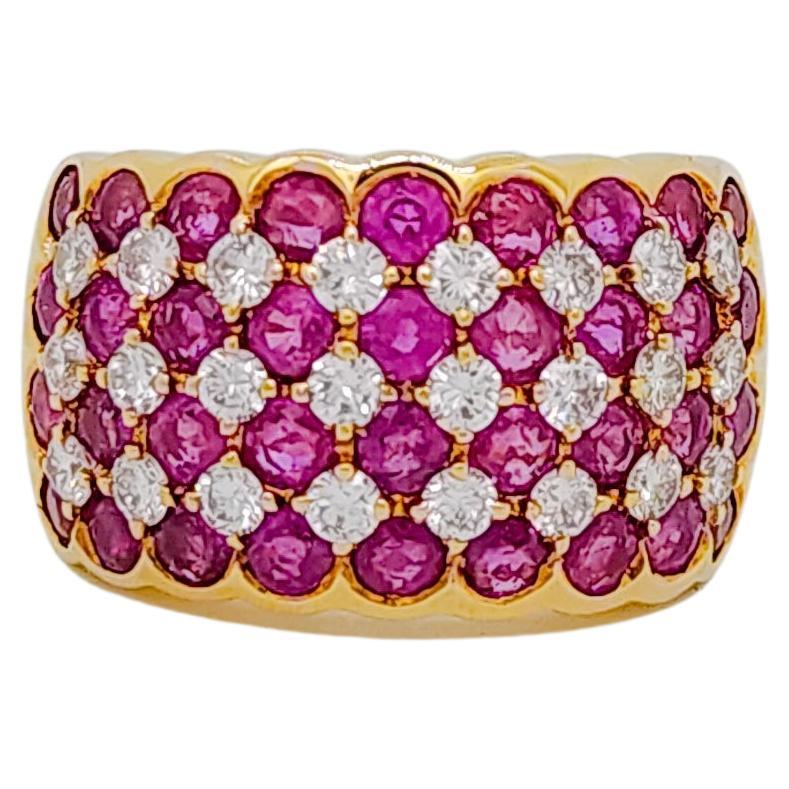 Oval Ruby and Diamond Halo Ring in 18k Yellow Gold and Platinum For ...