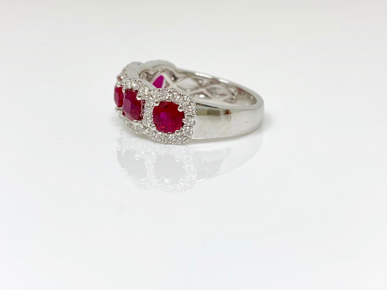Ruby and White Diamond Wedding Band in 18 Karat White Gold For Sale at ...