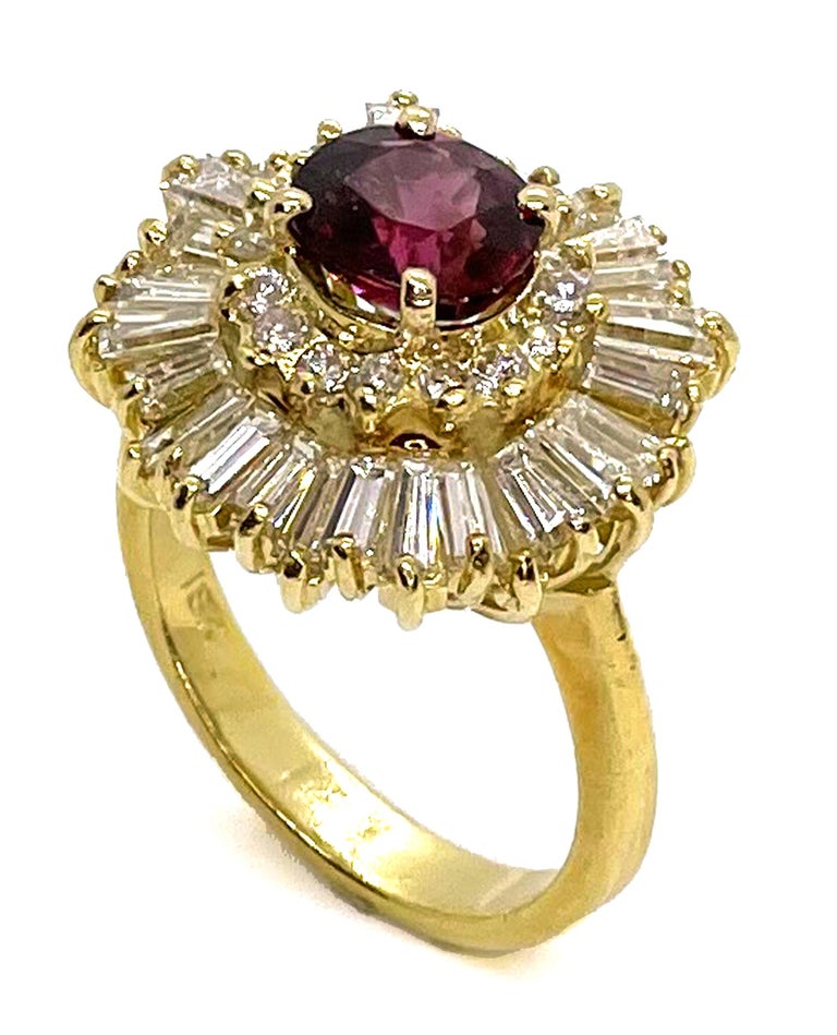 Ruby "Ballerina" Ring with Baguette Diamonds, Circa 1990 For Sale at ...