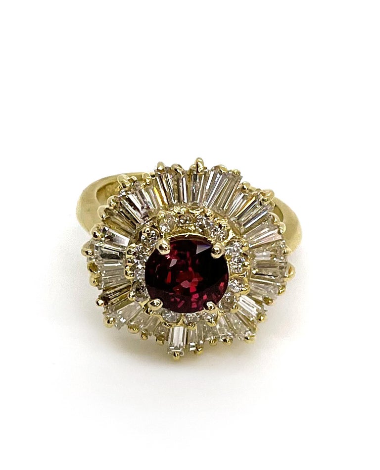 Ruby "Ballerina" Ring with Baguette Diamonds, Circa 1990 For Sale at ...
